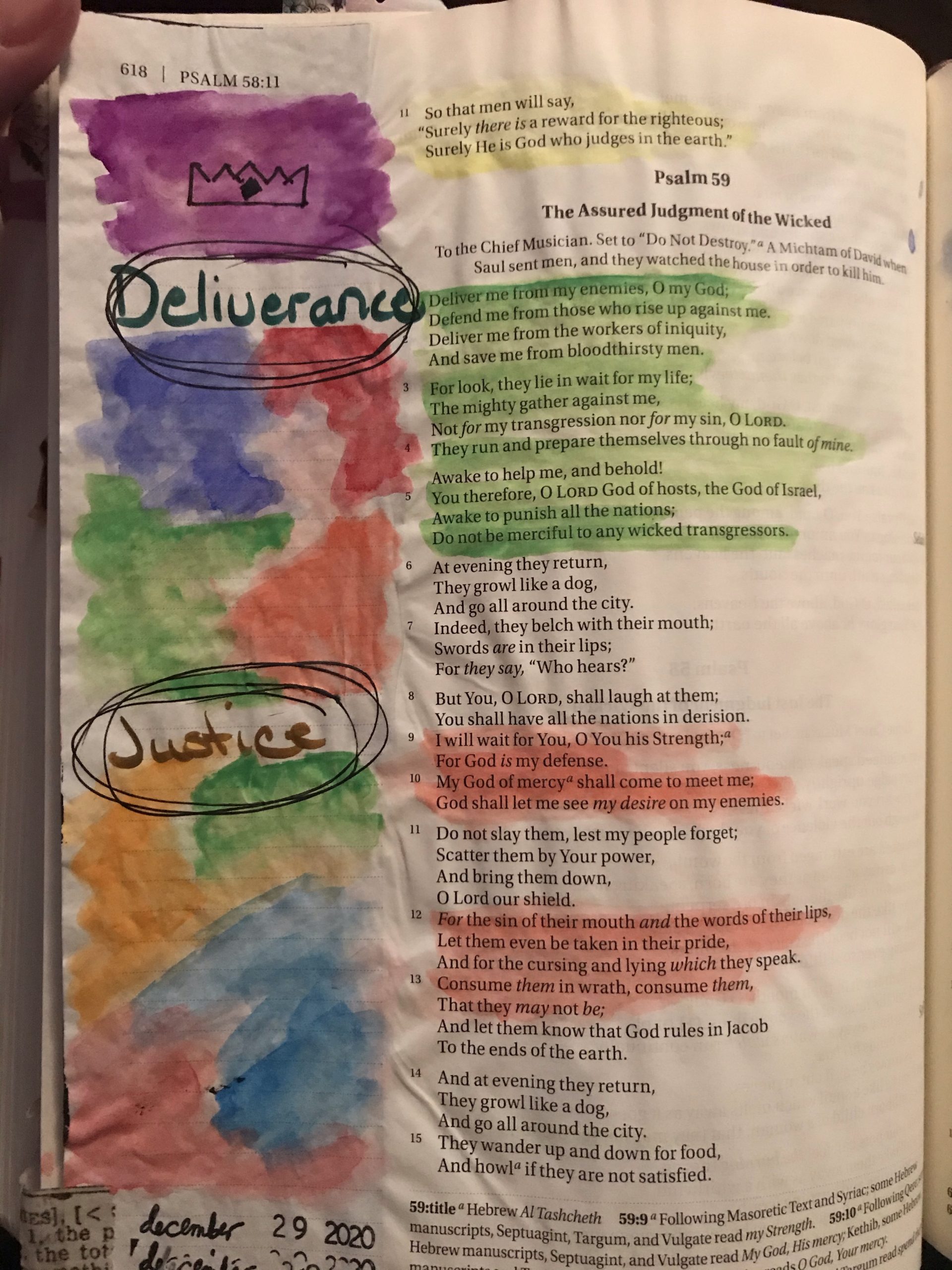 Bible Journaling Psalm 59 - freely whole {living}